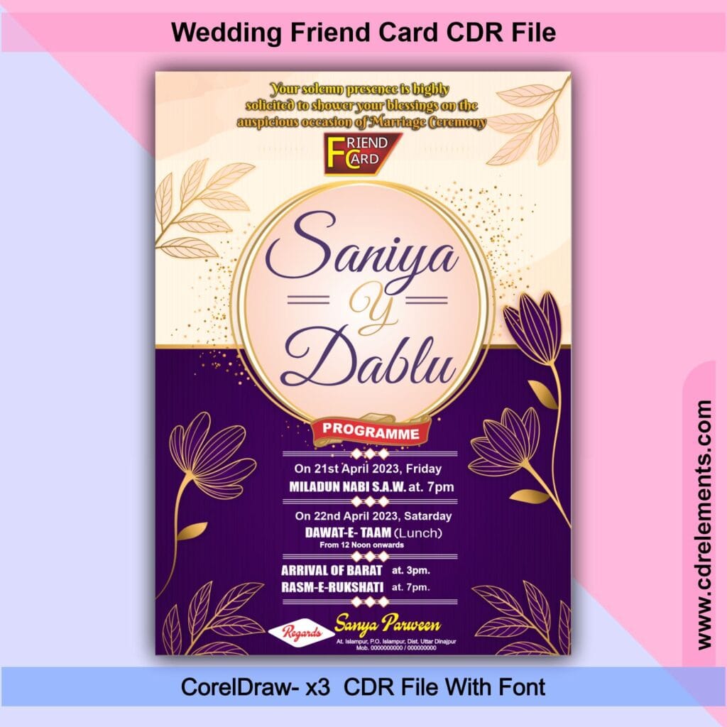 Wedding Friend Card CDR File » Cdrelements.com