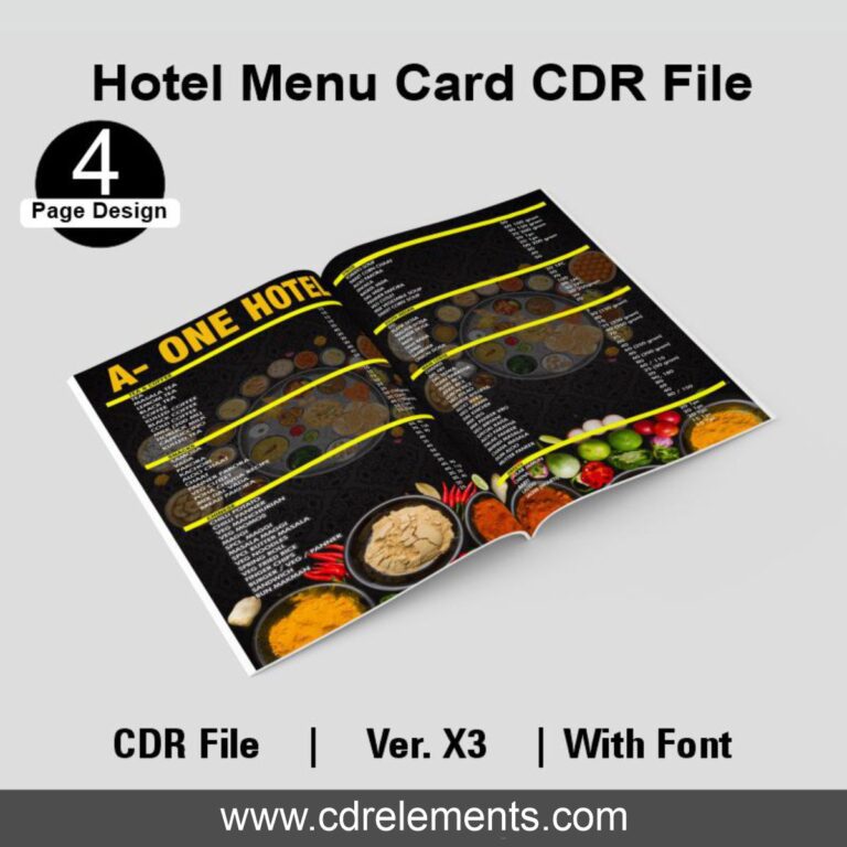 Hotel Menu Card CDR File || New Design CDR File || Menu Card ...
